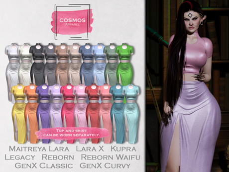 Second Life Marketplace - [COSMOS] Rabea Top & Skirt Set Colors / 20 ...